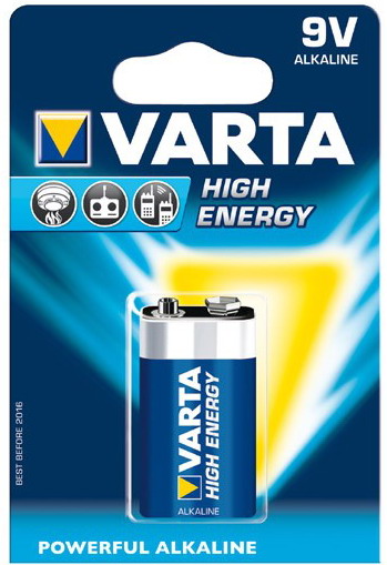 Varta High Energy 9V alkaliskt batteri hos batteries-online.se